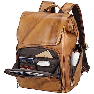 TIDING Genuine Leather Backpack for Women Large Capacity Business Backpack Purse Ladies Work Casual Daypack