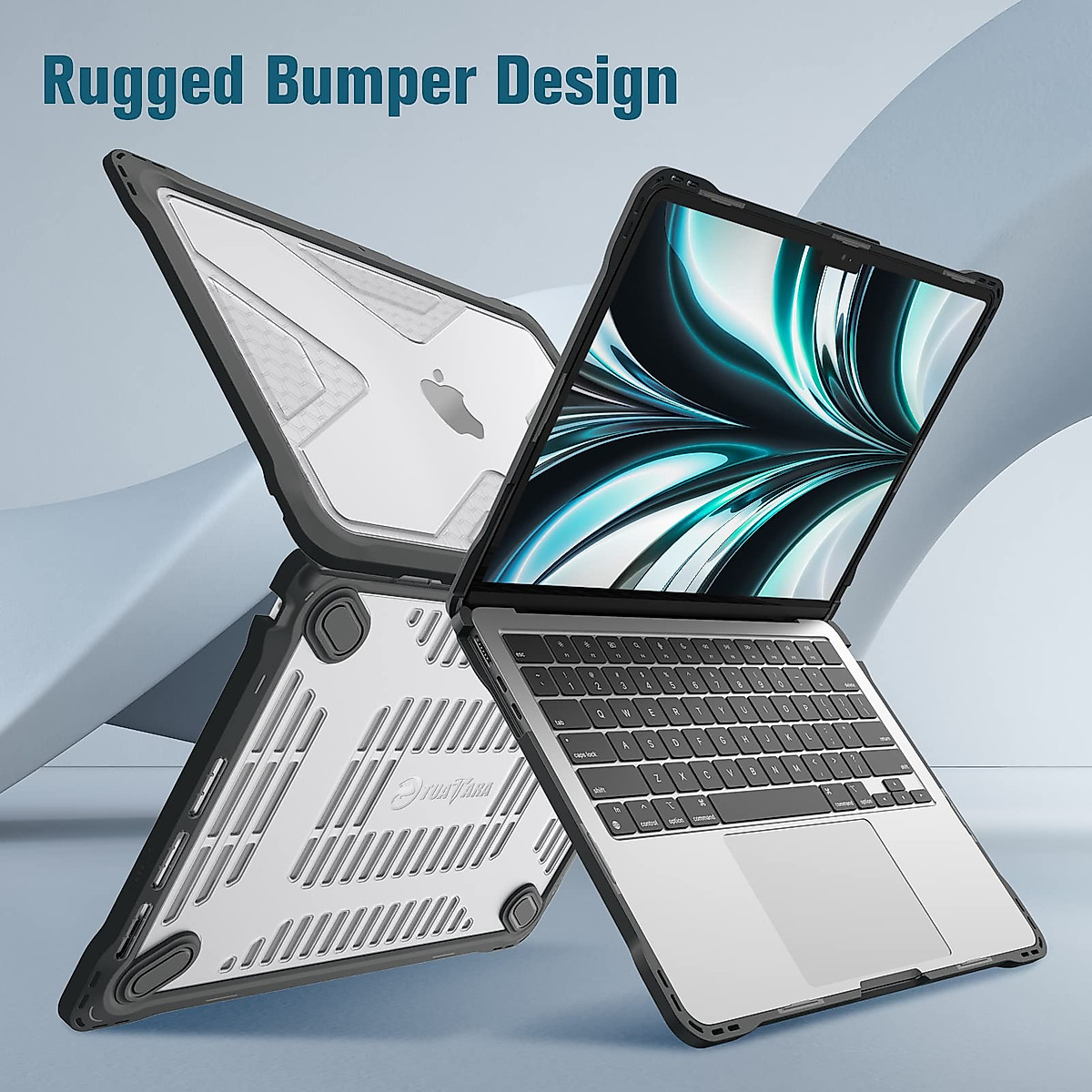 Fintie Case for MacBook Air 13.6 Inch A3113 A2681 (2022 2023 2024 Release) - Heavy Duty Rugged Hard Shell Case Cover with TPU Bumper for MacBook Air 13.6" M2 M3 Chip with Touch ID, Clear