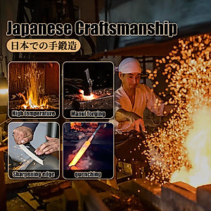 Huusk Knives Japan, Hand Forged Meat Cleaver Knife with Sheath, High Carbon Steel Kitchen Knife for Meat and Vegetables, Full Tang Butcher Knife for Camping, BBQ, Gift for Men Women