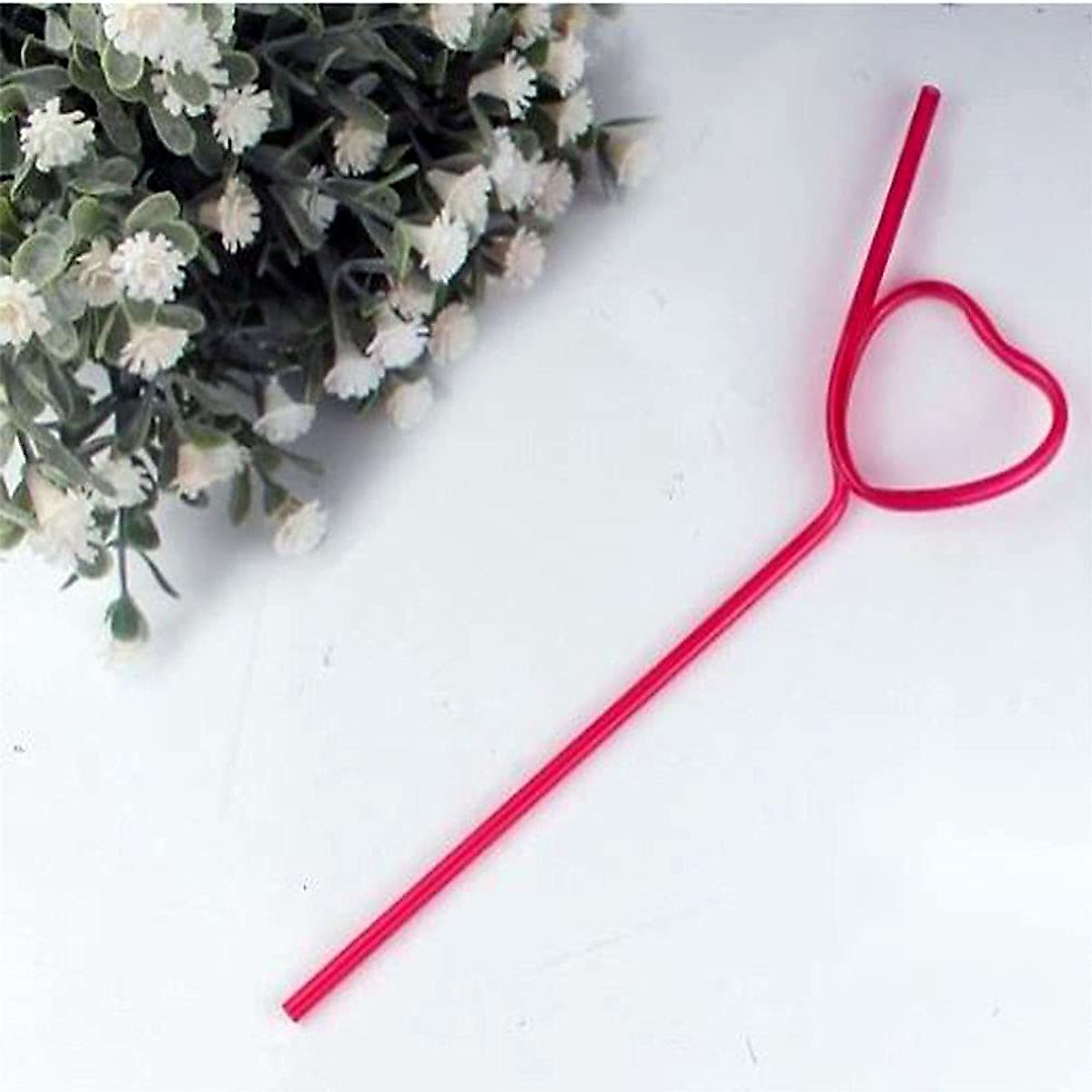 SITAER Heart-Shaped Party Straws Drinking Sipping Straws, Novelty Props for Birthday Party (25 pack Red)