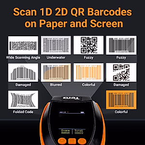 Tera Barcode Scanner Wireless with Screen: Pro Version 1D 2D QR with Setting Keypad Charging Cradle Works with Bluetooth 2.4G Wireless USB Wired Handheld Bar Code Reader HW0009