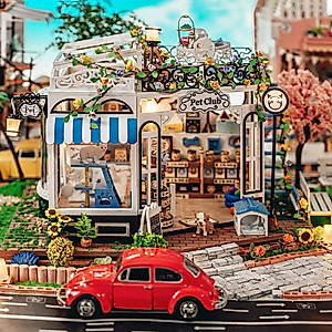 Miniature Joy House Kit Pet Shop - DIY Miniature Dollhouse Kit - Tiny House Building Kit with Furniture for Adults - Creative Miniature Craft Kits ( No Dust Cover)