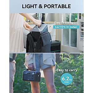 DaranEner Portable Power Station 56000mAh, 179.2Wh LiFePO4 Battery Backup w/ 2 300W (Peak 600W) AC Outlets, 1.5hrs Fast Charging, Power Bank for Hurricane Emergency/Outdoor Camping/RVs/Home Use