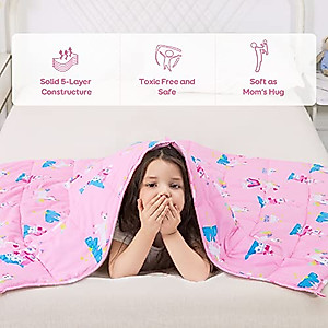 Kivik Toddler Weighted Blanket for Kids 3 lbs 36x48,Pink Weighted Blanket for Girls,Childrens Heavy Blanket for Calming and Sleep,Pink Unicorn