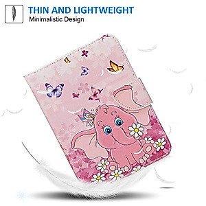 Kindle 10th Gen 2019 Case, Dteck Slim Fit Premium PU Leather Folio Case with Card Holder/Pocket Soft Back Cover for All-New Kindle 10th Generation 2019 Release - Butterfly Elephant