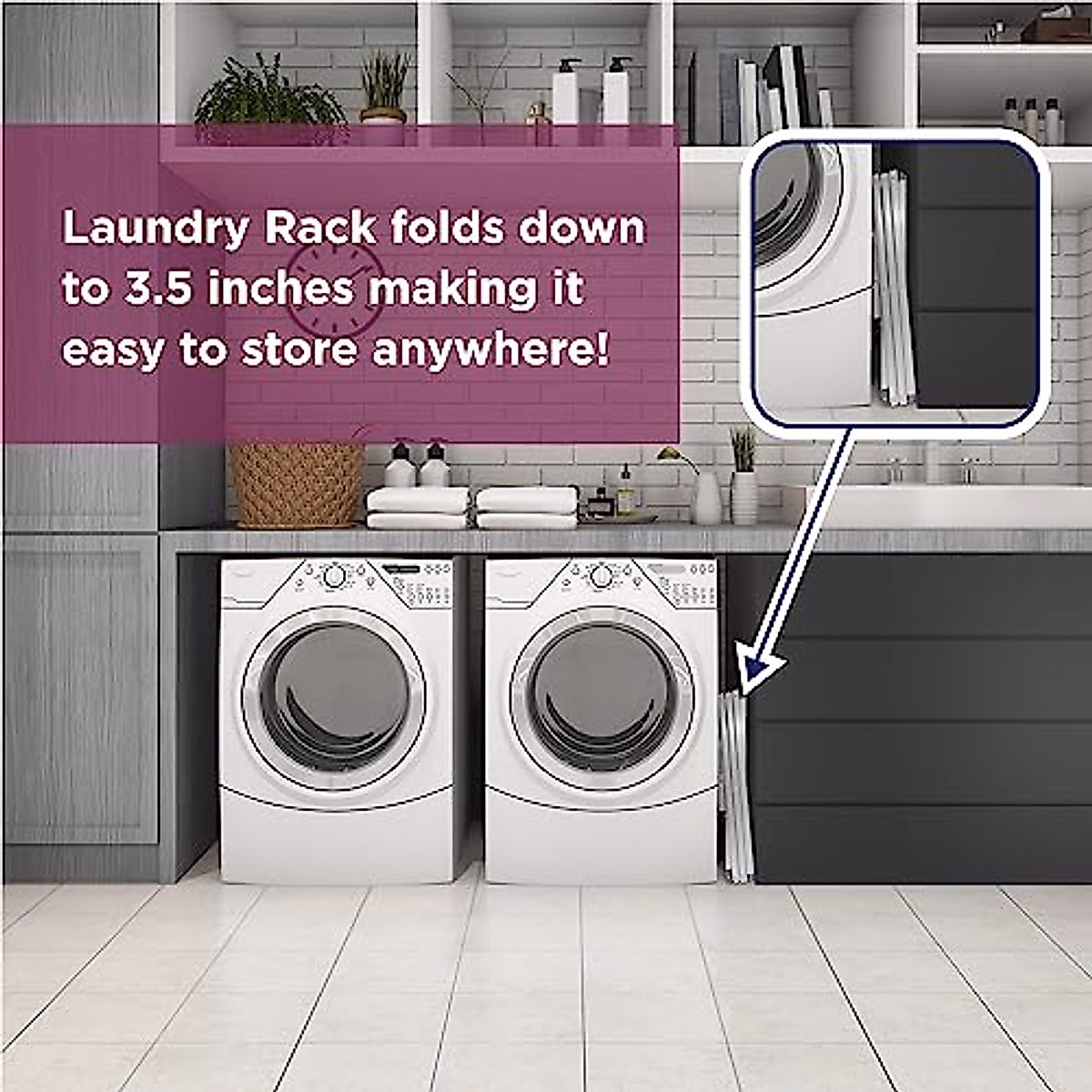 BLACK + DECKER Laundry Organization Expandable/Collapsible Clothes Drying Rack. Essential for Camping/Trailers or Anywhere You Air Dry Laundry. Oversized for Multiple Garments, Grey