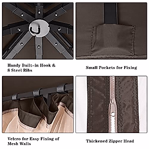 MASTERCANOPY Tool Free Patio Gazebo Screw Free Easy Installation Outdoor Garden Gazebo with Netting Walls (11x11,Dark Brown)