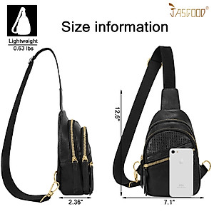 JASGOOD Small Sling Bag for Women Trendy Crossbody Bags Leather Fanny Packs for Women Chest Bag Gift Sling Purse for Traveling,Black