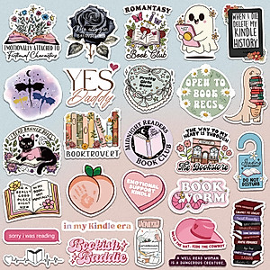 150 PCS Romance Book Stickers for Kindle, Holographic Bookish Sticker Pack Reading Booktok Glitter Vinyl Decals for Laptop Ebook Readers Water Bottles Journal Scrapbook Waterproof