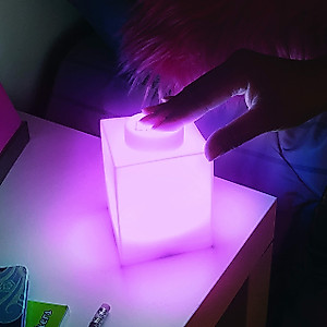 Lego Classic 1x1 Silicone Night Light - Pink - 3" x 3" x 4.5", Ages 6+ (LP39) Portable Flexible Nightlight for Kids Teens Bedroom Gaming Room Home Decor