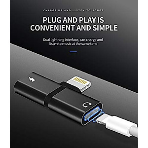 2pack,Headphone Adapter Compatible for Lightning Double to Audio Jack and Charger Earphone Charging Splitter Compatible with iPhone 11 12Mini pro max xs xr x 7 8plus for ipad air Connector for Apple
