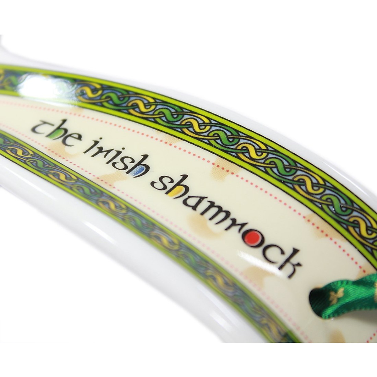 Irish Weave Ceramic Spoon Rest With Celtic And Shamrock Design, 230Mm X 75Mm