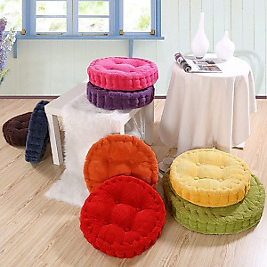 Round Soft Chair Cushions Home Floor Pillow Indoor Corduroy Chair Pads Office Seat Cushion, 17" D.
