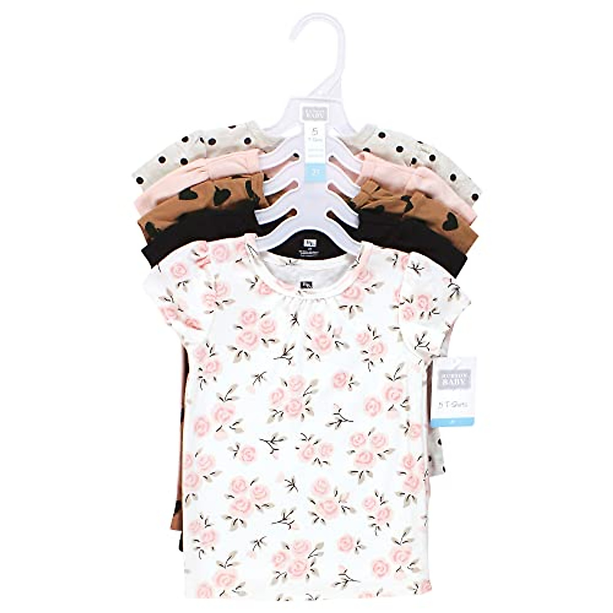 Hudson Baby Unisex Baby Short Sleeve T-Shirts, Cinnamon Pink Prints, 12-18 Months