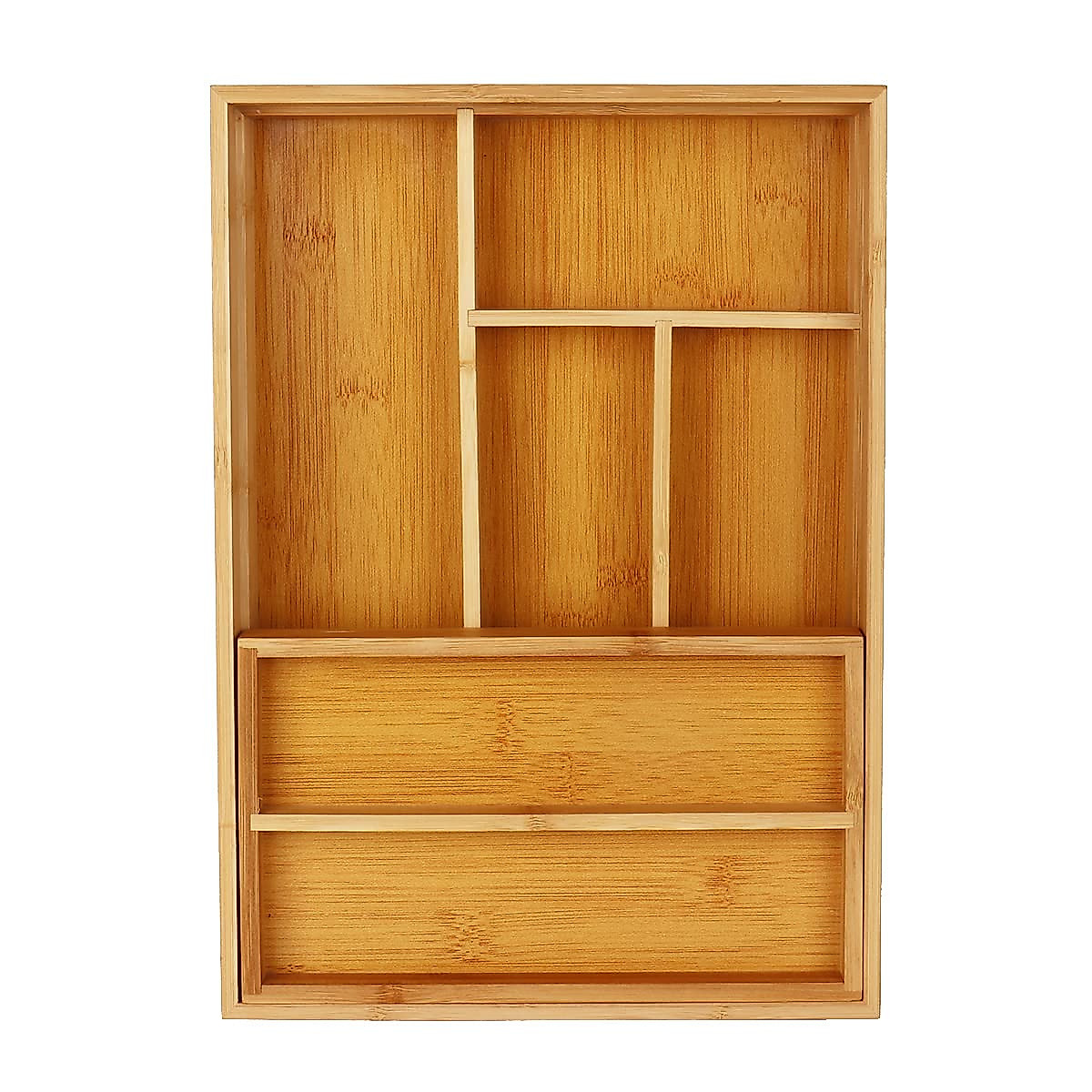 HAZWEOU Bamboo Silverware Organizer - Kitchen Drawer Organizer and Utensil Organizer - Cutlery – Flatware - Hardware Organizer, with Small Slidable Organizer(Natural)