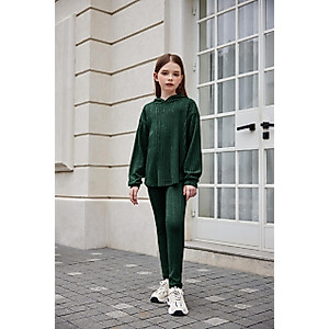 Arshiner Kids Clothing Set 2 Piece Outfits for Girls Rib-Knit Sweatsuits Cute Pullover Sweatshirt and Sweatpants Kids Tracksuits