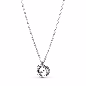 Pandora Family Always Encircled Pendant Necklace - Great Gift for Women - Adjustable Necklace with Lobster Clasp - Sterling Silver & Cubic Zirconia - 23.6", No Gift Box