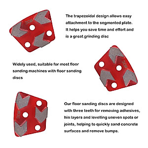 Ezweiji 3pcs Diamond Grinding Discs, 3 Arrow Tooth Trapezoidal Diamond #30 Grit Metal Scraper Floor Grinding Pad Disc for Concrete and trapezoidal Diamond Grinding Machines