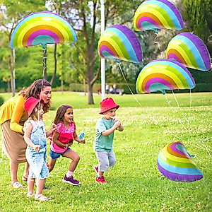 Colorful Rainbow Balloon Rainbow Bridge Balloon Blue Sky White Cloud Themed Party Supplies For Birthday Baby Shower Wedding Bridal Shower, 6 Pack Rainbow Foil Balloons Rainbow Pride Day Balloons
