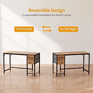 CubiCubi Computer Home Office Desk with 2 Drawers, 40 Inch Small Desk Study Writing Table, Modern Simple PC Desk, Rustic Brown