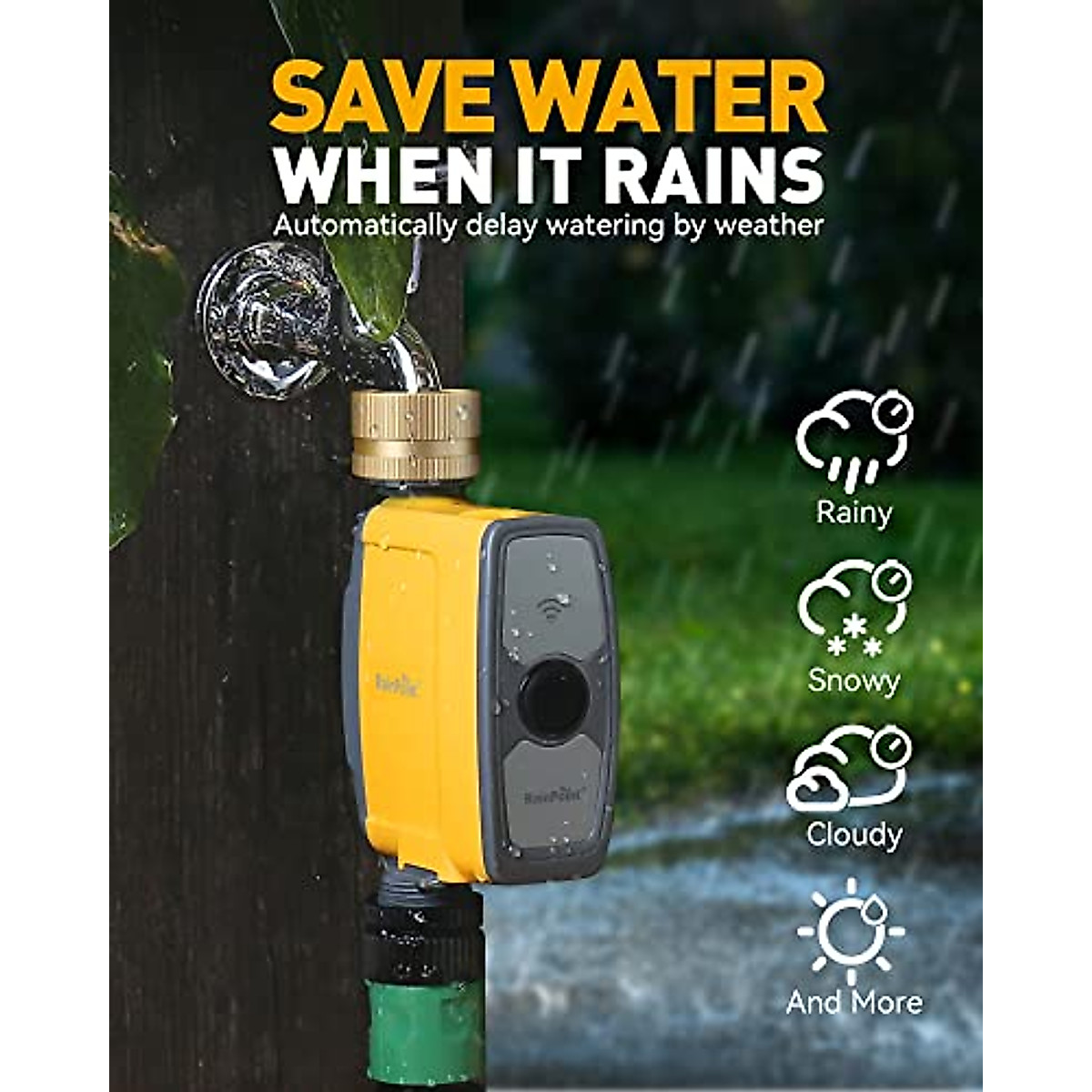 RAINPOINT WiFi Water Timer, Smart Sprinkler Timer Hose Timer WiFi Irrigation Controller, Wireless Watering System Valve, APP & Voice Control, Weather-Based Automatic Rain Delay, Brass Inlet