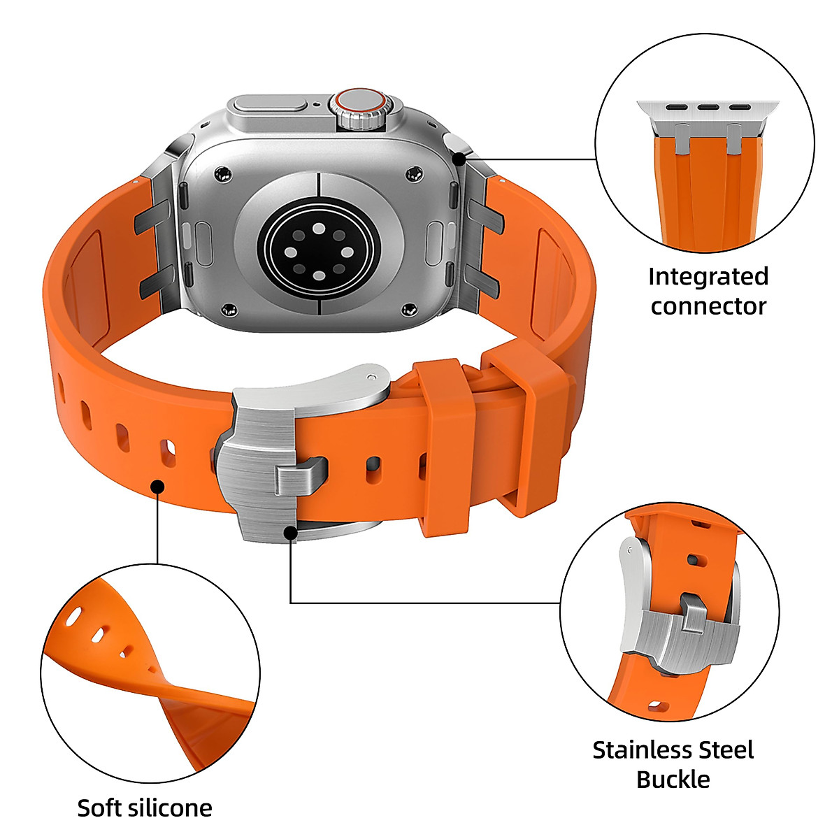 Soft Silicone Sport Strap Compatible with Apple Watch Ultra Band 49mm 46mm 45mm 44mm 42mm, Man Woman Waterproof Replacement Wristbands, for iWatch Series 10 9 8 7 6 5 4 3 2 1 SE Ultra 2