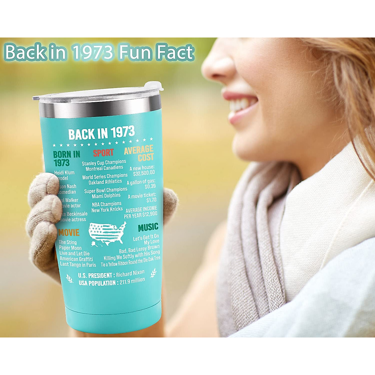 BdayPtion 50th Birthday Gifts for Men Women, Happy 50 Year Old Birthday Party Gift, 50th Bday Gift for Him or Her, Fifty Birthday Present, 20oz Light Green Tumbler Cup