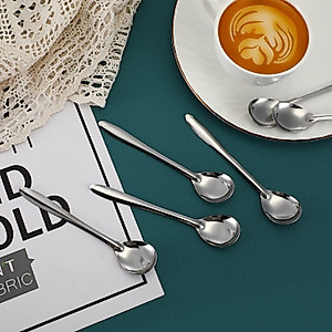 100 Pieces Demitasse Espresso Spoons Mini Coffee Spoon 5.5 Inch Small Stainless Steel Spoons Silver Serving Spoons Kitchen Spoon for Appetizer Dessert Caviar Sugar Cream Tea for Home Casual Shop