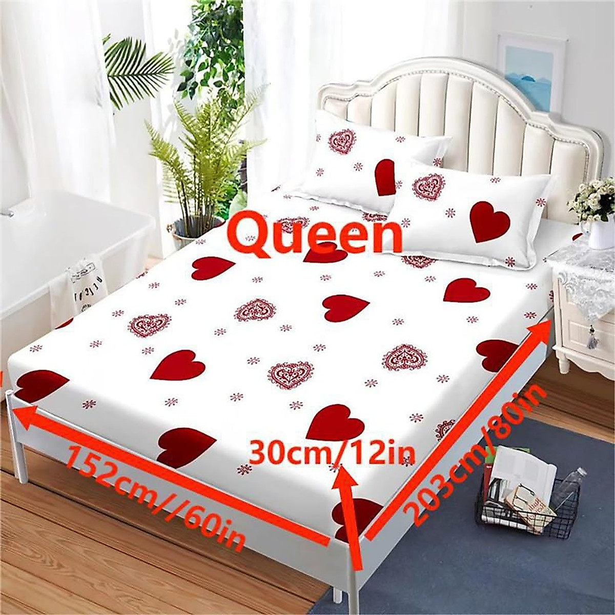 AnzAga Full Size Home Bed Sheets Set 3 Pieces Bedding Sheets Easy Care Machine Washable Queen Sheet Set Fitted Sheet with Deep Pockets Cotton Sheets (Color : 4, Size : Queen)