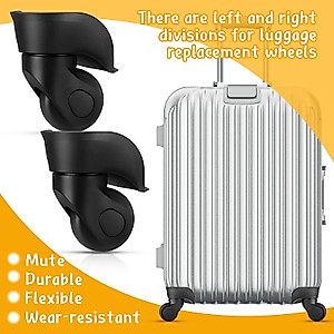 Silkfly 4 Pcs Luggage Wheels Replacement Travel Suitcase Caster Wheels Mute Bearing Swivel Wheel with Screw Replacement Left and Right Wheels for Luggage
