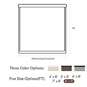 VICLLAX Premium Outdoor Roller Shade PVC Fabric Exterior Roller Shade Crank Operated with Aluminum Protective Valance for Porch Patio Pergola, 8 feet x 8 feet, Light Grey