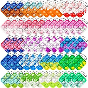 Christmas 60Pcs Mini Pop Push It Keychain Fidget Toy Pack,Mini Pop Push It Bubble Fidget Sensory Toys,Toys for Kids Adult Gifts