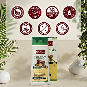 BIOBLAS Argan Oil & Organic Olive Oil Shampoo for Women & Men - Hydrating, Repairing, Strengthening Hair Growth Shampoo - Hypoallergenic, Paraben & Dye Free - All Hair Types - 12 Oz