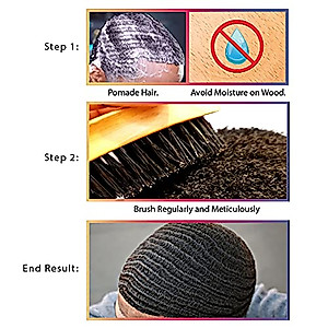 Wolfin Pro- Premium Curved 360 Wave Brush, 100% Natural Schima Superba Wood with Reinforced Pure Black Medium Boar Hair Bristle - Perfect for Wolfing, Creating 360 Layer Hair Waves, Cultivating Beards