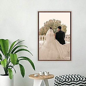 Color-Banner Custom Framed Canvas with Your Photos for Wedding,Personalized Pictures to Canvas Wall Art for Living Room,Bedroom - 16"x24", Natural Frame