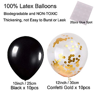 ZERODECO Black and Gold Party Decorations, Confetti Balloons Decorative Folding Fans Paper Pompoms Triangle Bunting Flags Garlands for Graduation Wedding Birthday Photo Backdrop Party Decorations