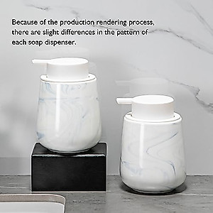 Agyiuns Marbled Blue Soap Dispenser, Ceramic Foaming Soap Dispenser with Easy-to-Press Pump for Bathroom 12 oz refillable Liquid Hand soap and Lotion for Kitchen (Marbled Blue Foam Dispenser)