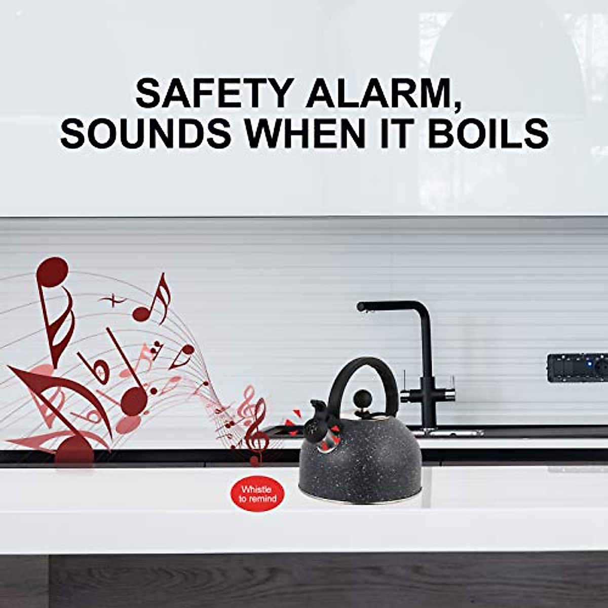 Stovetop Whistling Tea Kettle Teapot Stainless Steel Water Kettle Boiling Kettle with Cool Grip Ergonomic Handle for Home Outdoor Kitchen 2.5L Black teapot (Color : Black)