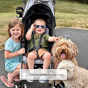 Jeep AdventureGlyde Stroller by Delta Children - Lightweight Travel Stroller with Smoothest Ride & Compact Fold, 3-Position Recline, Extra Large Storage Basket, Black/Grey