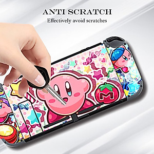 PERFECTSIGHT Compatible with Nintendo Switch OLED Skin Sticker Kawaii Cartoon Vinyl Decal Pretty Pattern Protective Film for NS Console & Joy-Con Controller & Dock (7-Kirbi)