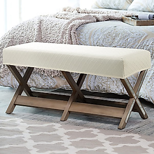 Fuloon Stretch Jacquard Dining Bench Cover - Anti-Dust Removable Bench Slipcover Washable Bench Seat Protector Cover for Living Room, Bedroom, Kitchen (Beige)