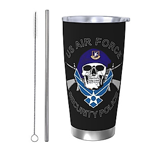 Biaomn Us Air Force Security Police Stainless Steel Tumbler Vacuum Insulated Travel Tumbler With Lid Coffee Mug Car Cup For Home Office Outdoor 20oz
