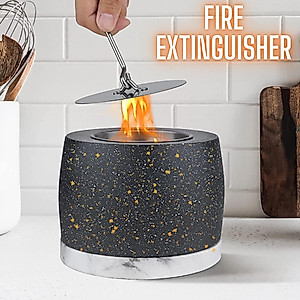 ZCONI Tabletop Fire Pit Portable, Mini Fire Pit with Extinguisher, Bio Ethanol Fire Pit, Concrete Table Top Firepit with Golden Sparkles, Indoor Fire Bowl (Concrete, Black with Sparkle)