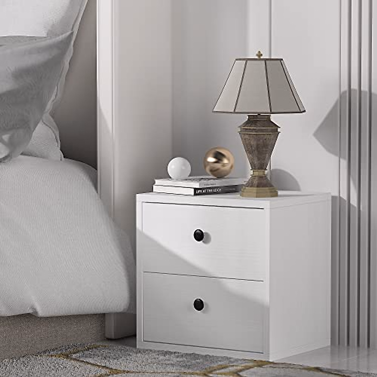 FUSUNBAO Magic DIY Cube Storage Organizer Stackable Cubles for Home Books Clothes Toy -Modular Cubby Storage System -Office Cubical -Bookcase Closet Wine Rack Cabinet (Pure White-Washed, Drawer Cube)