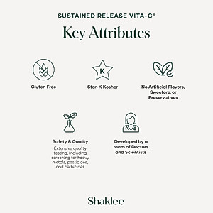 Shaklee - Sustained Release Vita-C® 500mg - High-Potency Cellular and Immune Support Formula with Proprietary Sustained-Release System - includes Rose Hips and Bioflavonoid Blend - 180 Tablets