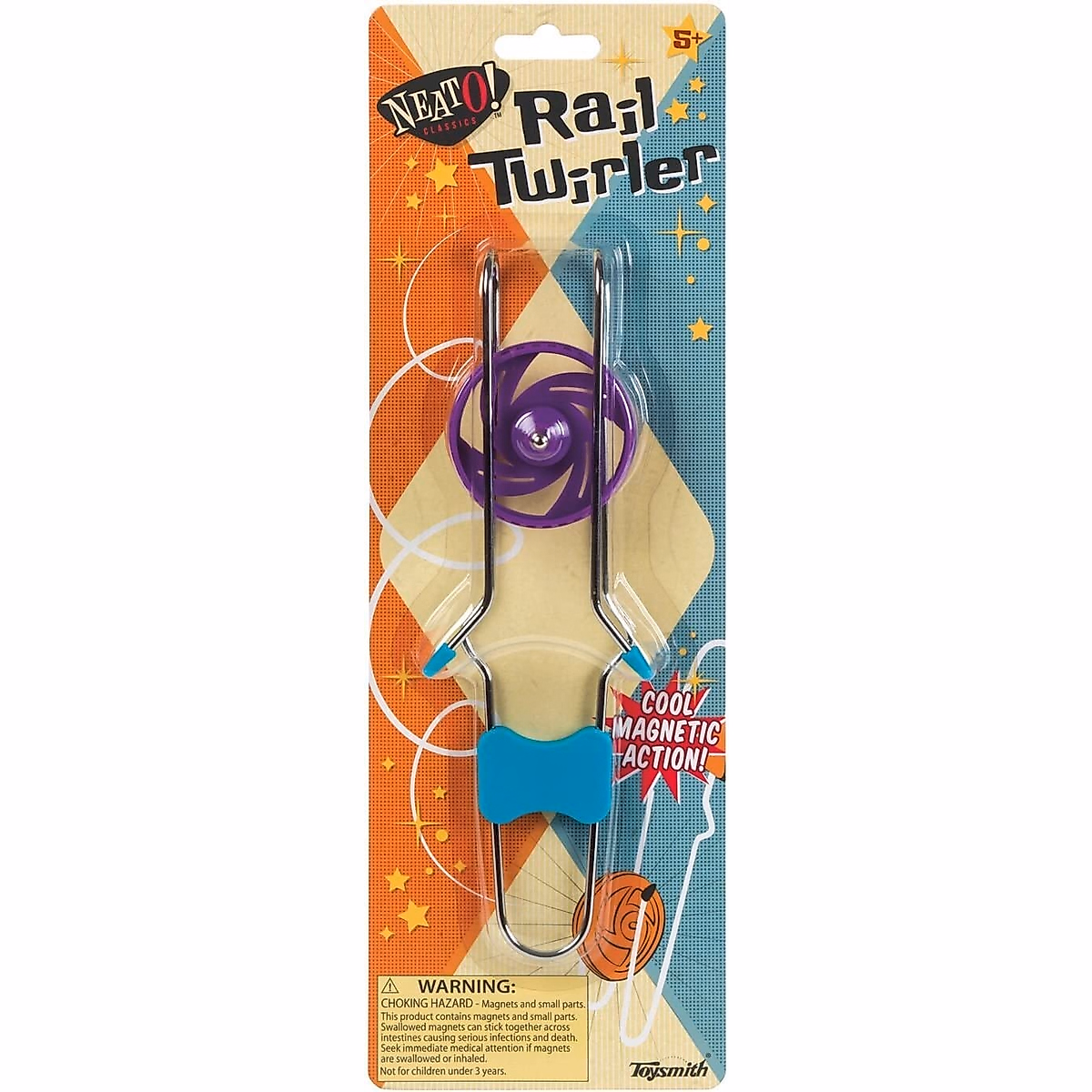 Neato! Classic Retro Magic Rail Twirler, Magnetic Gravity Defying Stunt Toy, Colors May Vary, For Boys & Girls Ages 5+