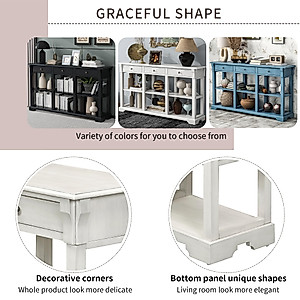 Merax Console Table/Sideboard with Ample Storage, Open Shelves and Drawers for Living Room, Antique White