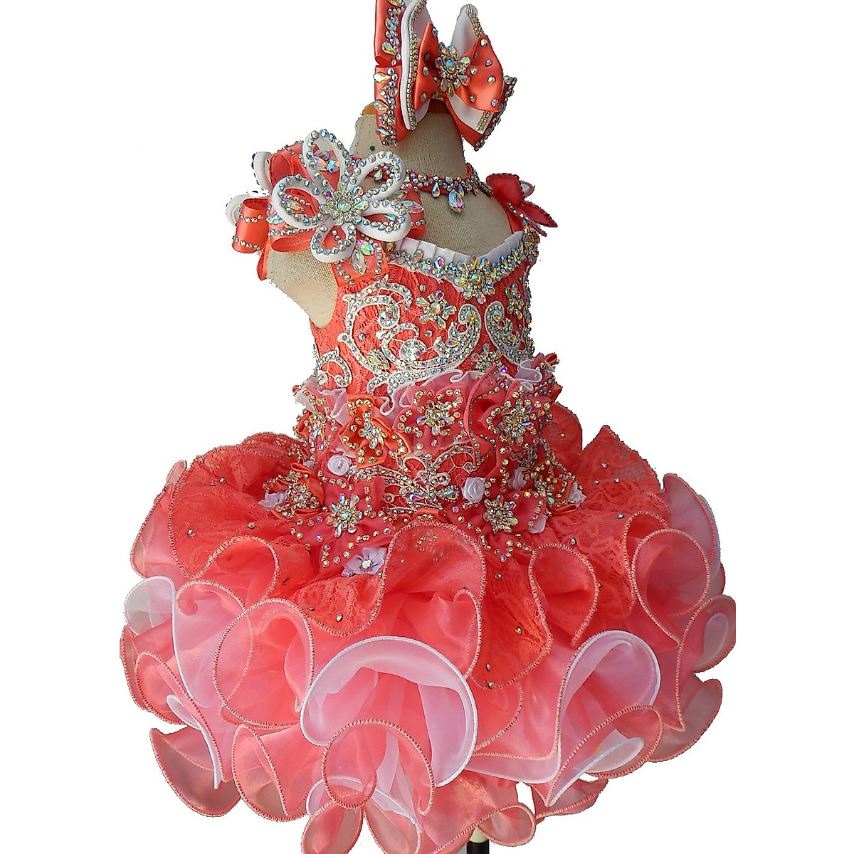 Jenniferwu G016 Infant Toddler Baby Newborn Little Girl's Pageant Party Birthday Dress Peach Size 3T