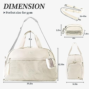 Gym Bag for Women With Shoe Compartment Sport Duffle Bag Travel bag With Wet Pocket Weekender Bag for Travel Gym Yoga Tennis Sports(Beige)