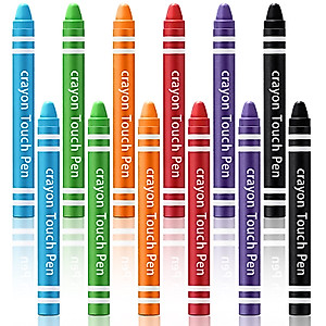 12 Pcs Kids Stylus Pen, Fun Crayon Stylus for Touchscreen Tablets, Kids Edition Tablet Crayon Stylus for Children, Compatible with Smartphones Phone Drawing Anti Scratch